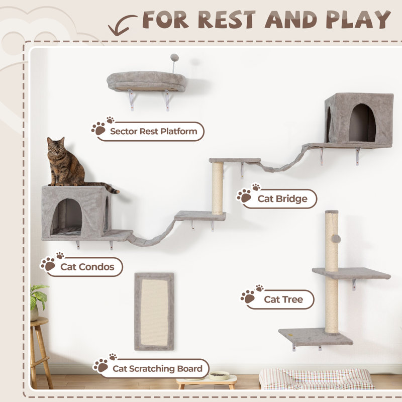 Tucker Murphy Pet™ Alynia 6Pcs Wall-mounted Cat Tree Shelf, Large & Reviews | Wayfair